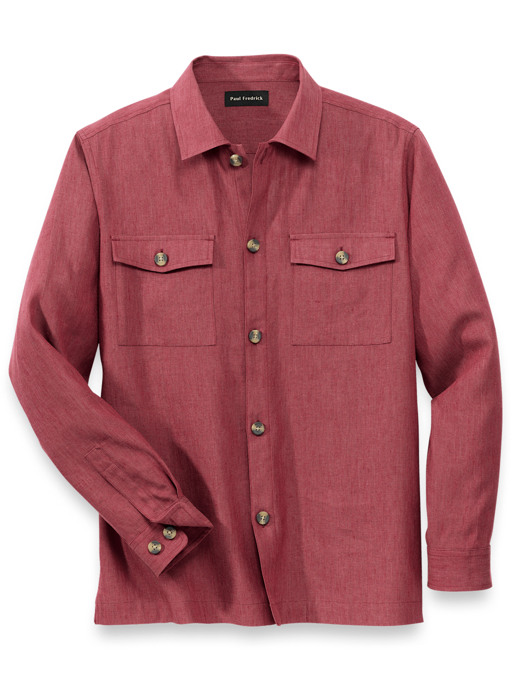 Linen Blend Solid Overshirt - Burgundy – Paul Fredrick
