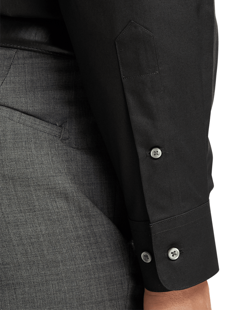 Non-Iron Cotton Pinpoint Solid Button Down Collar Dress Shirt - Black ...