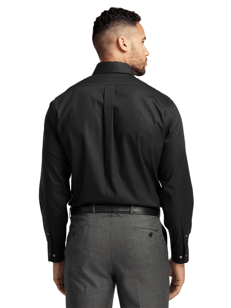 Non-Iron Cotton Pinpoint Solid Button Down Collar Dress Shirt - Black ...