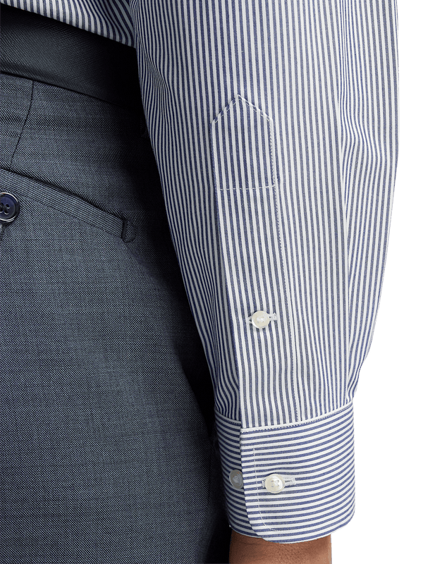 Non-Iron Cotton Pinpoint Solid Button Down Collar Dress Shirt - Blue S ...