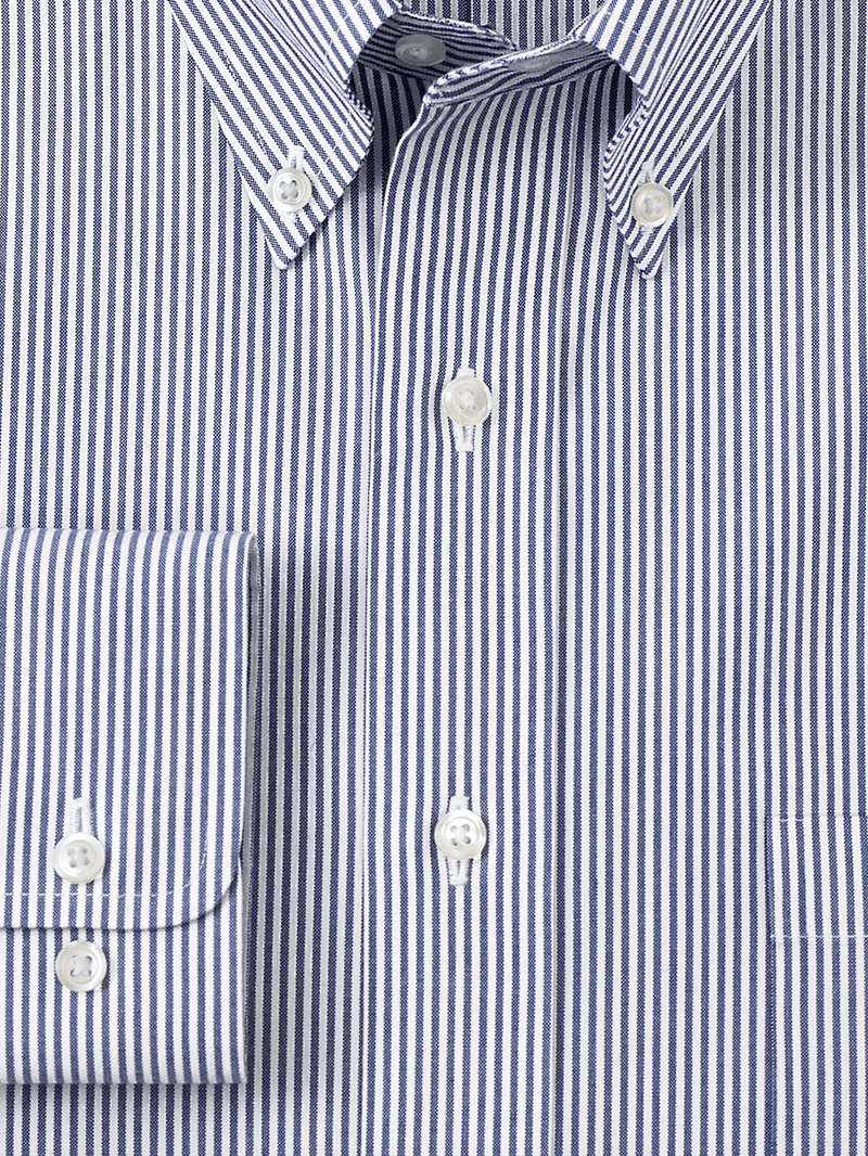 Non-Iron Cotton Pinpoint Solid Button Down Collar Dress Shirt - Blue S ...