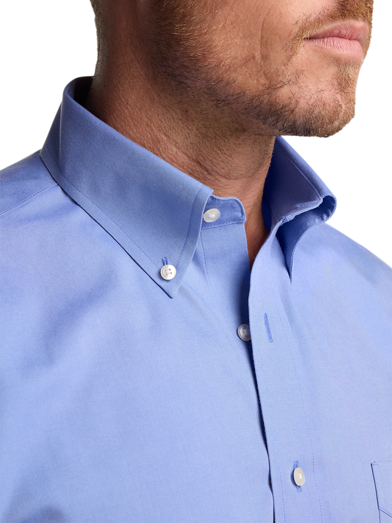 Non-Iron Cotton Pinpoint Solid Button Down Collar Dress Shirt - French ...