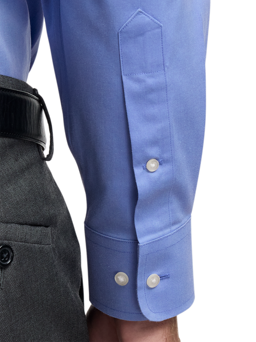 Non-Iron Cotton Pinpoint Solid Button Down Collar Dress Shirt - French ...