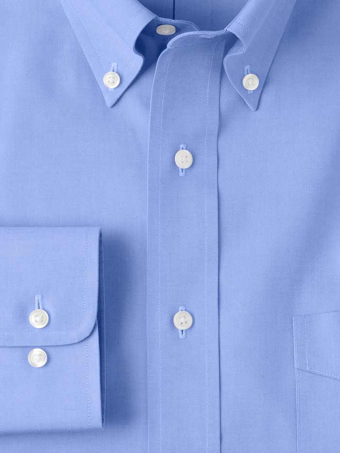 Non-Iron Cotton Pinpoint Solid Button Down Collar Dress Shirt - French ...