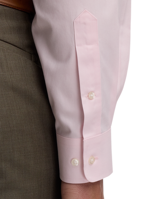 Non-Iron Cotton Pinpoint Solid Button Down Collar Dress Shirt - Pink ...