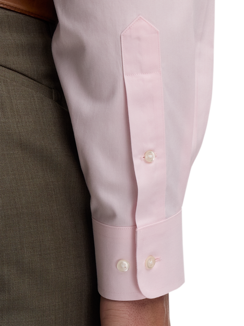 Non-Iron Cotton Pinpoint Solid Button Down Collar Dress Shirt - Pink ...