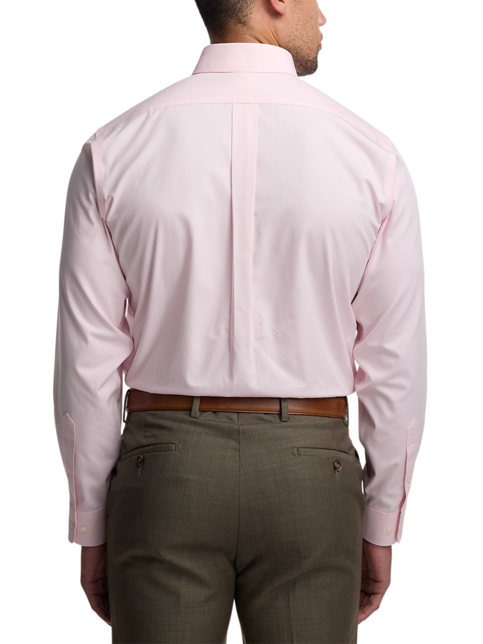 Non-Iron Cotton Pinpoint Solid Button Down Collar Dress Shirt - Pink ...