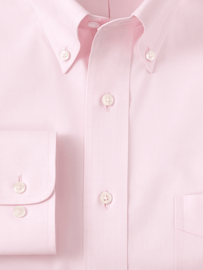 Non-Iron Cotton Pinpoint Solid Button Down Collar Dress Shirt - Pink ...
