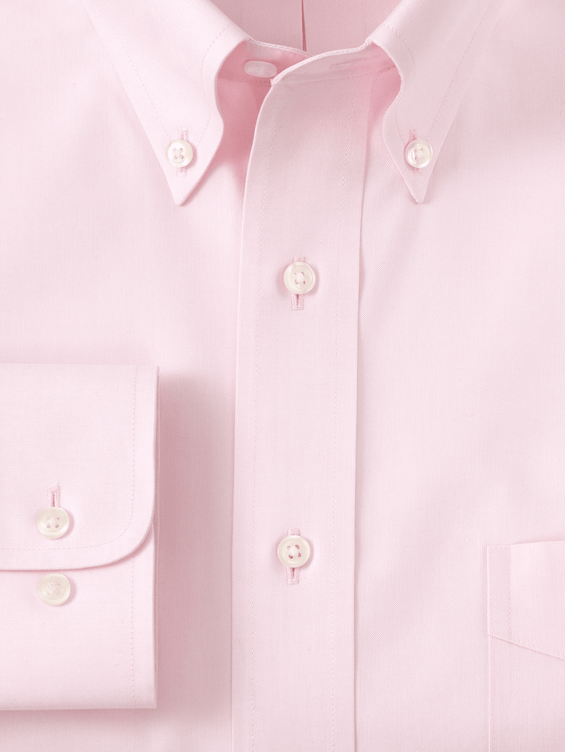 Non-Iron Cotton Pinpoint Solid Button Down Collar Dress Shirt - Pink ...