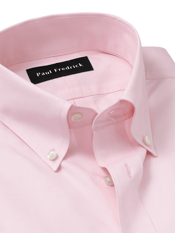 Non-Iron Cotton Pinpoint Solid Button Down Collar Dress Shirt - Pink ...