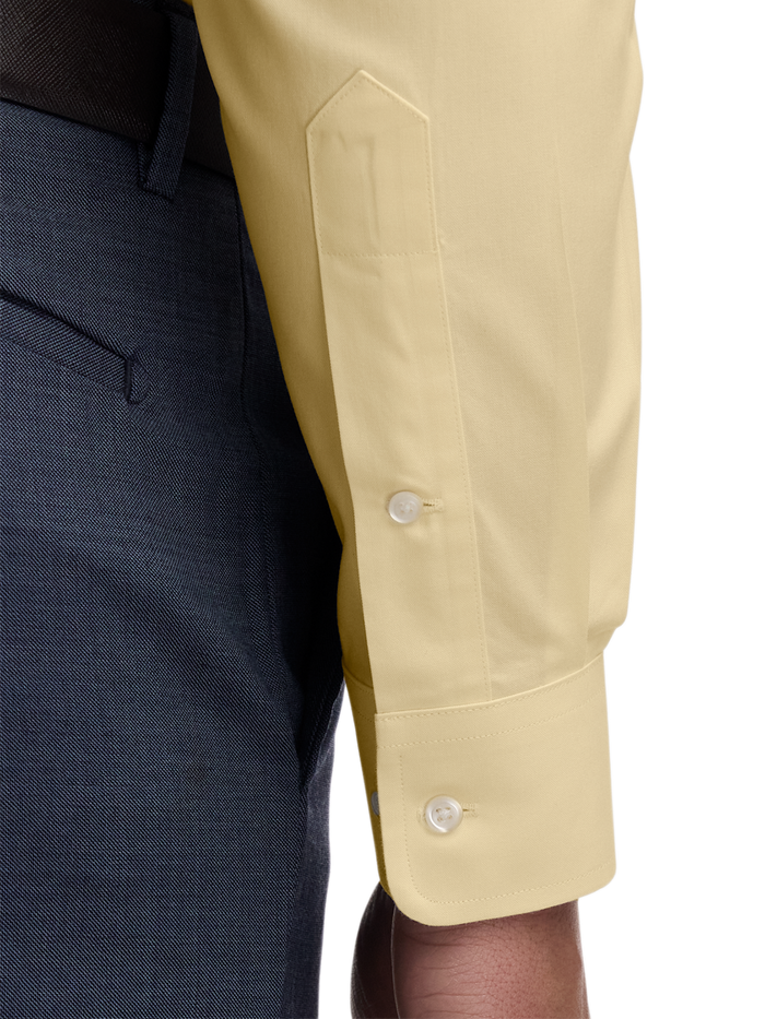 Non-Iron Cotton Pinpoint Solid Button Down Collar Dress Shirt - Yellow ...