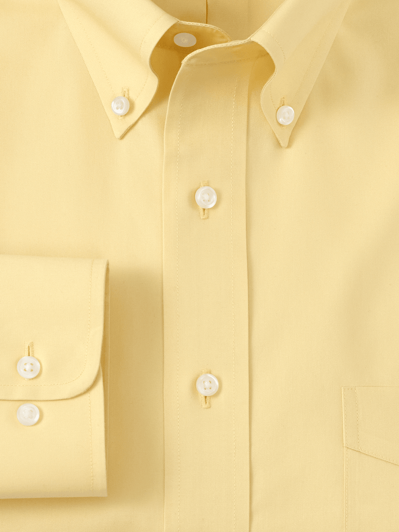 Non-Iron Cotton Pinpoint Solid Button Down Collar Dress Shirt - Yellow ...