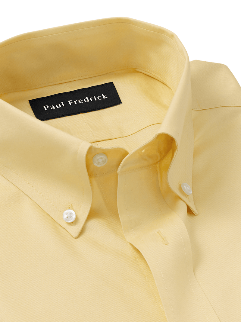Non-Iron Cotton Pinpoint Solid Button Down Collar Dress Shirt - Yellow ...