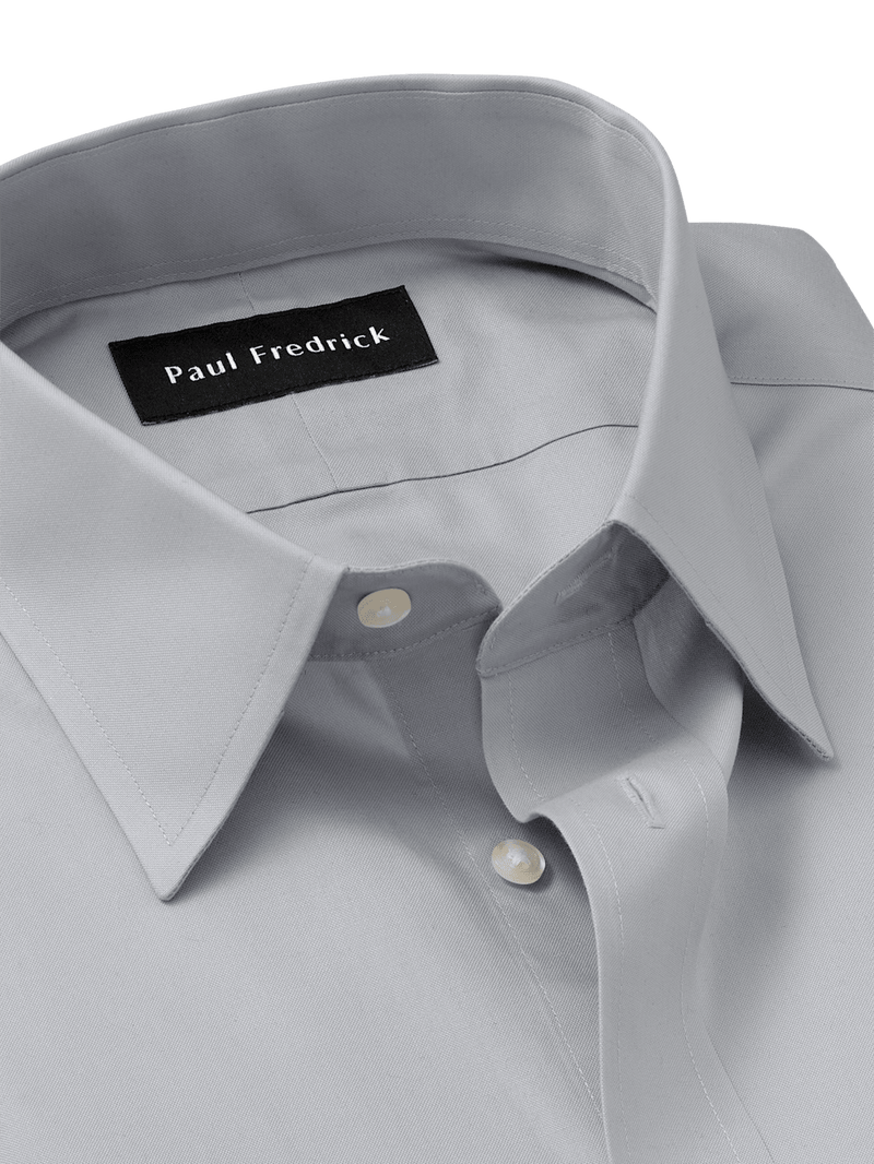 Non-Iron Cotton Pinpoint Solid Point Collar Dress Shirt - Grey – Paul ...