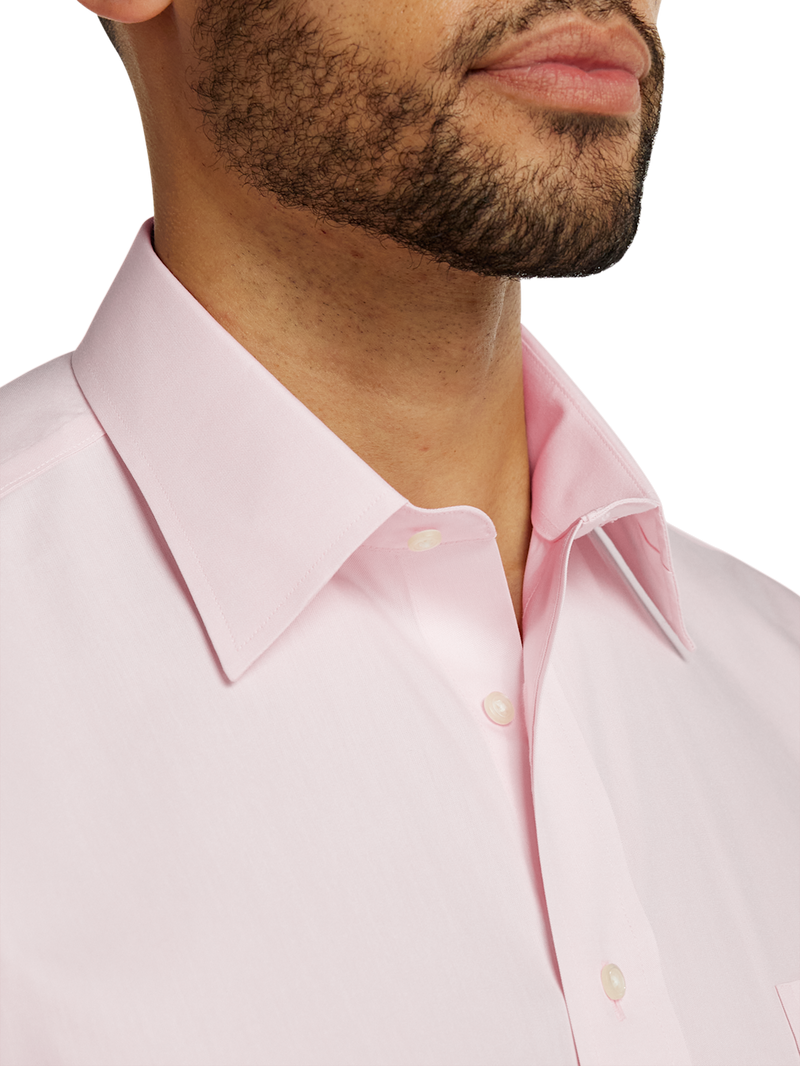 Non-Iron Cotton Pinpoint Solid Point Collar Dress Shirt - Pink – Paul ...