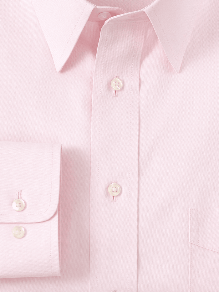 Non-Iron Cotton Pinpoint Solid Point Collar Dress Shirt - Pink – Paul ...