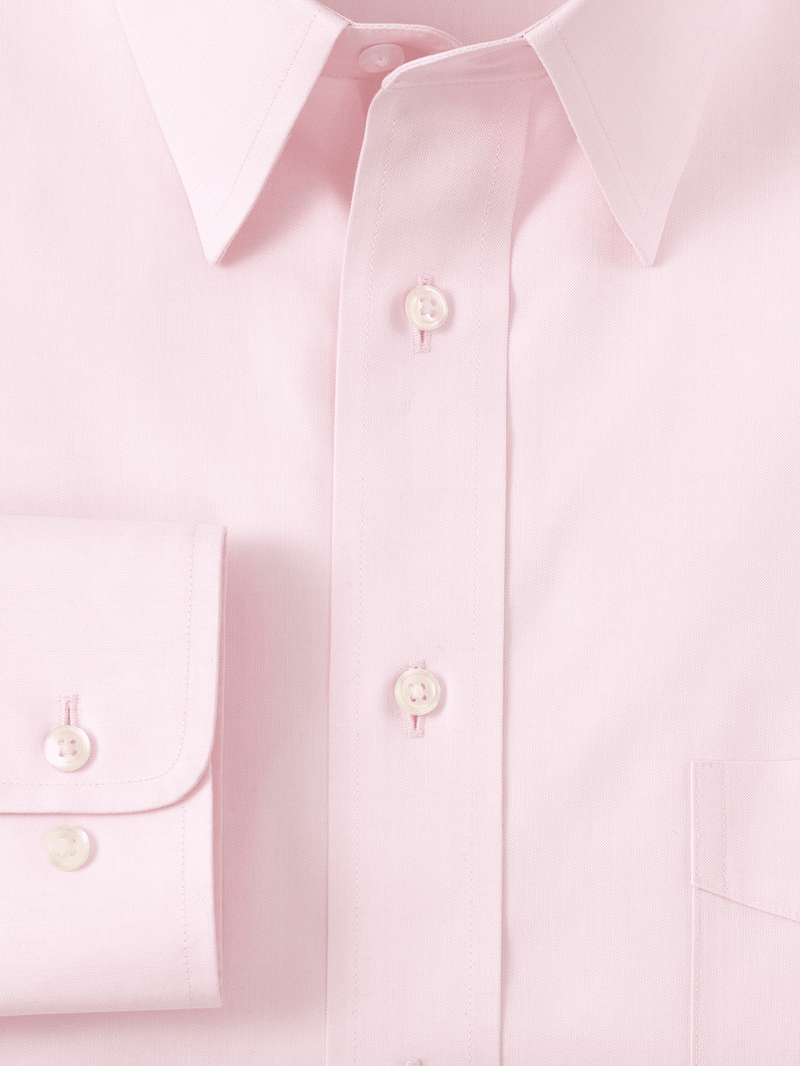 Non-Iron Cotton Pinpoint Solid Point Collar Dress Shirt - Pink – Paul ...
