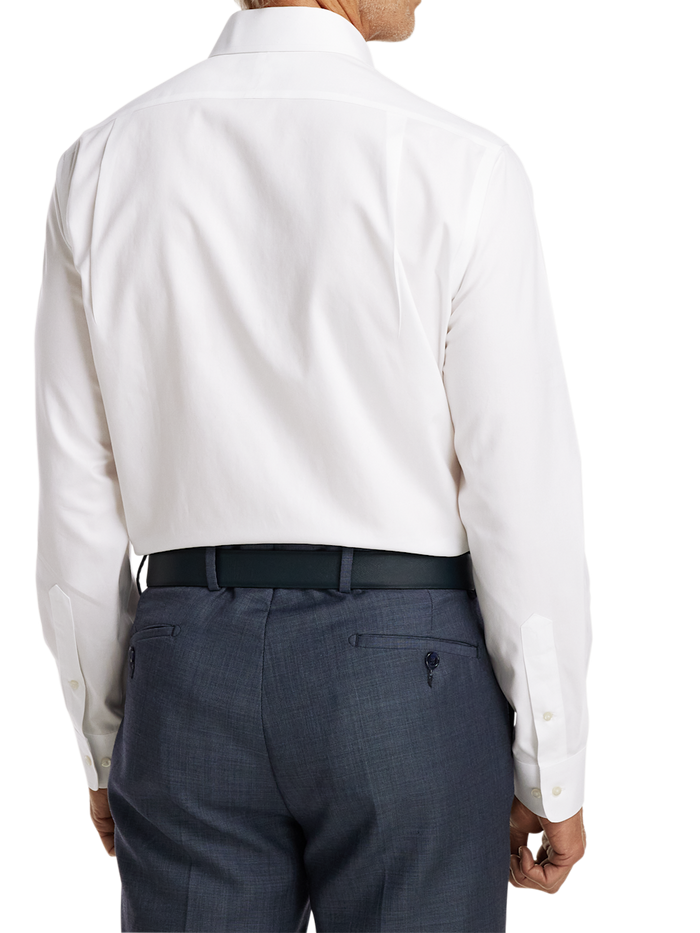 Non-Iron Cotton Pinpoint Solid Point Collar Dress Shirt - White – Paul ...