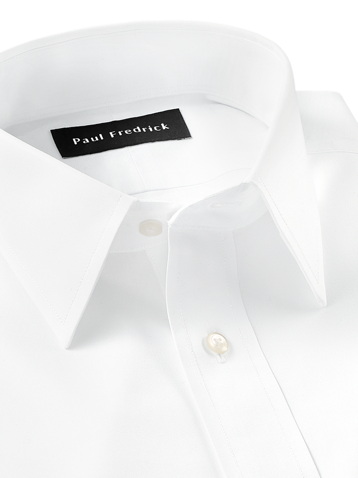 Non-Iron Cotton Pinpoint Solid Point Collar Dress Shirt - White – Paul ...