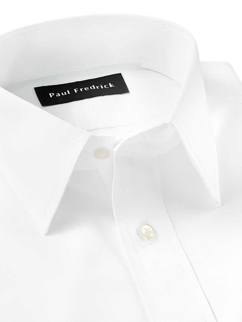 Non-Iron Cotton Pinpoint Solid Point Collar Dress Shirt - White