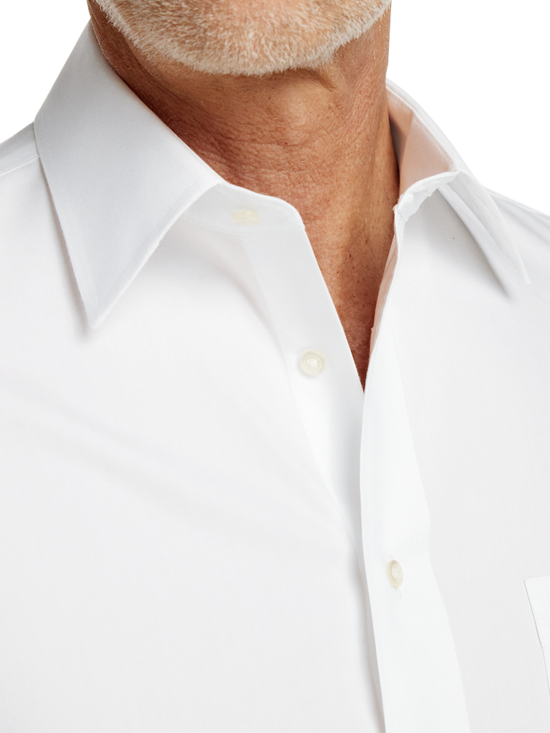 Non-Iron Cotton Pinpoint Solid Point Collar French Cuff Dress Shirt ...
