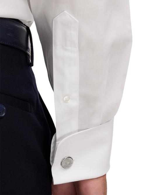 Non-Iron Cotton Pinpoint Solid Point Collar French Cuff Dress Shirt ...