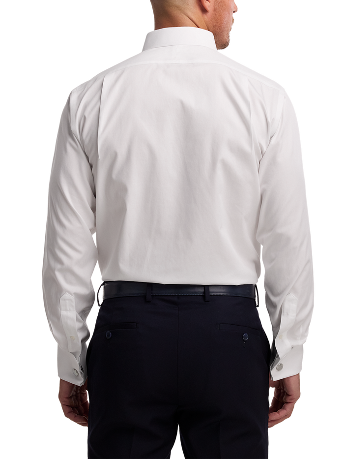Non-Iron Cotton Pinpoint Solid Point Collar French Cuff Dress Shirt ...