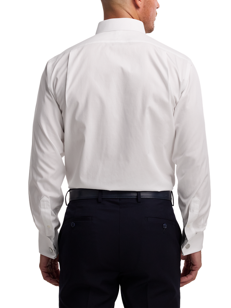 Non-Iron Cotton Pinpoint Solid Point Collar French Cuff Dress Shirt ...