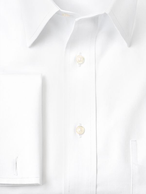 Non-Iron Cotton Pinpoint Solid Point Collar French Cuff Dress Shirt ...
