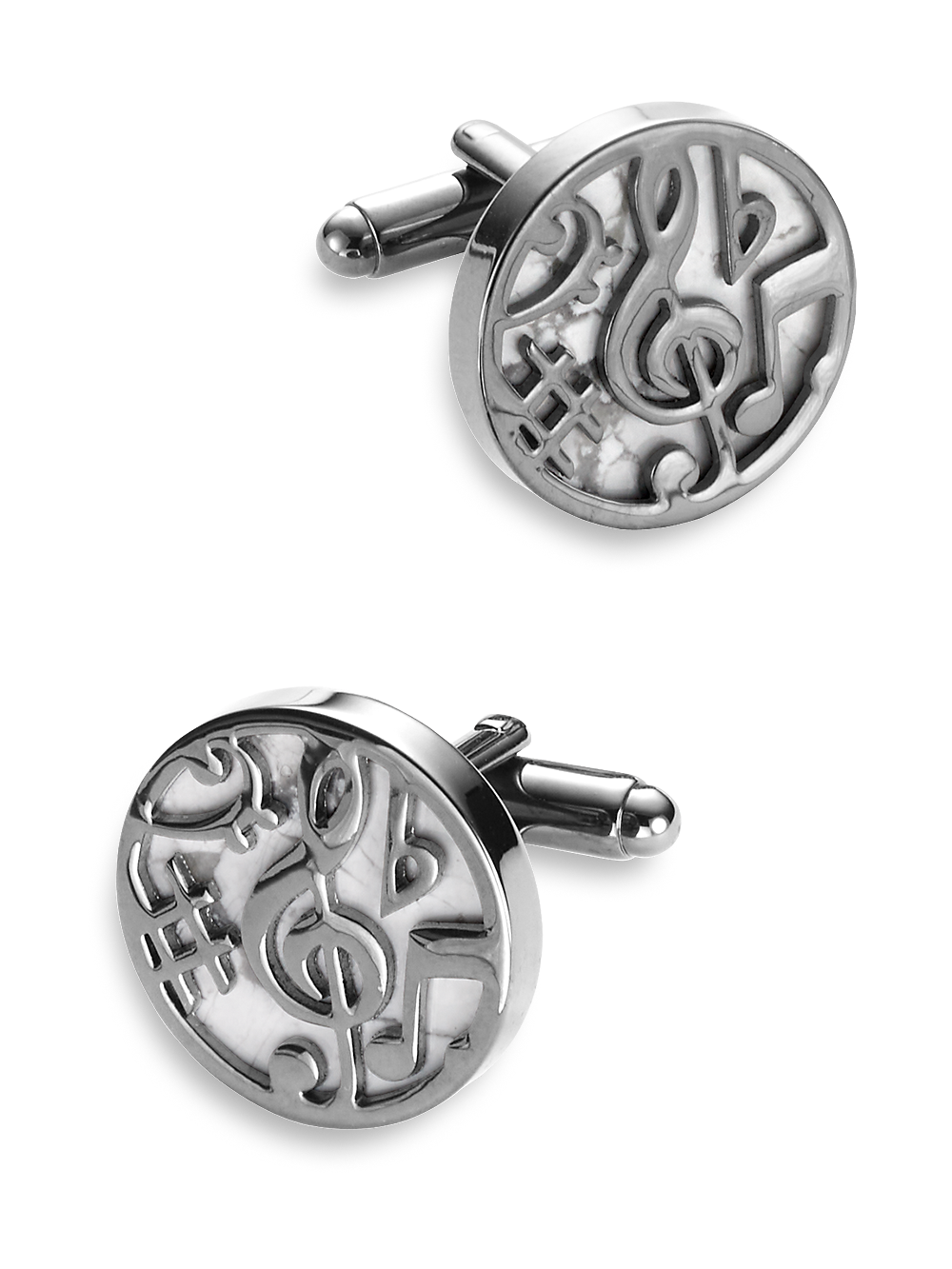 Metal Round Musical Cufflinks - White – Paul Fredrick