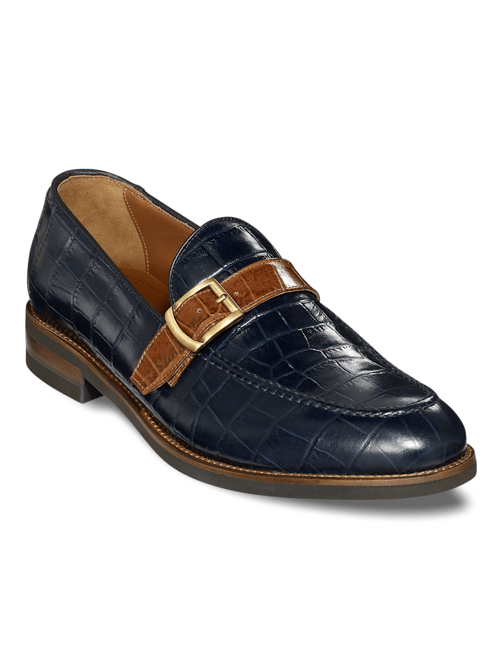 Edward Monk Strap Loafer - Navy/tan – Paul Fredrick