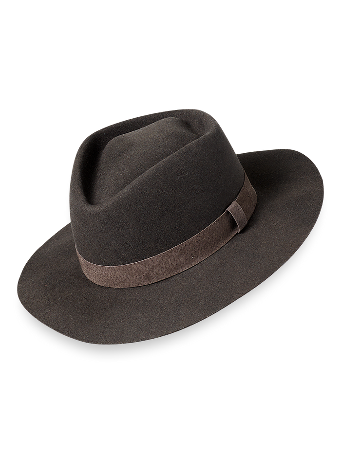 Wool Stiff Brim Fedora With Grosgrain Ribbon Band - Smoke – Paul Fredrick