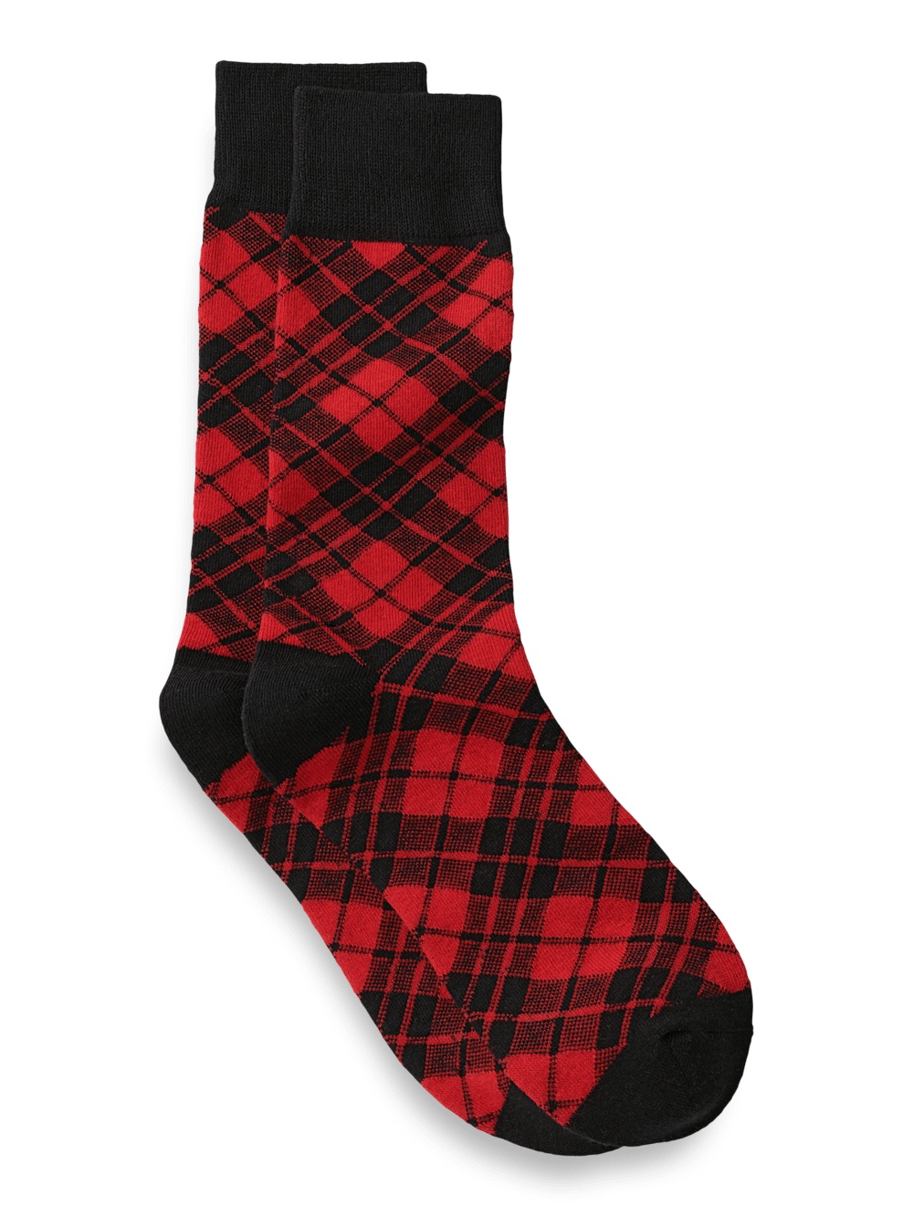Plaid Cotton Blend Socks - Red/black – Paul Fredrick