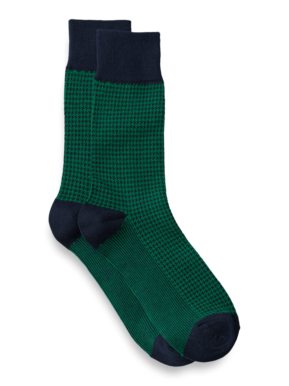 Houndstooth Cotton Blend Sock - Green/navy – Paul Fredrick