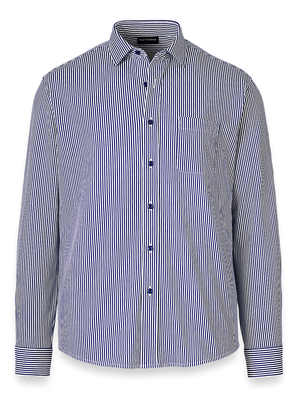 Cotton Button Front Polo - Blue – Paul Fredrick