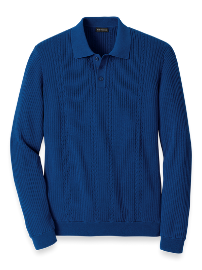 Cotton Three Button Polo - Blue – Paul Fredrick