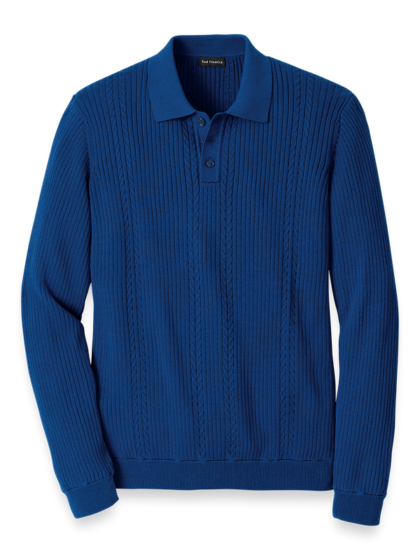 Cotton Three Button Polo - Blue – Paul Fredrick