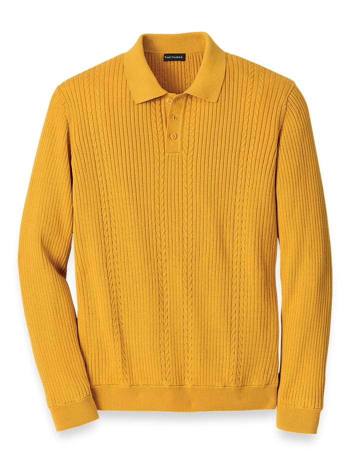 Cotton Three Button Polo - Gold – Paul Fredrick