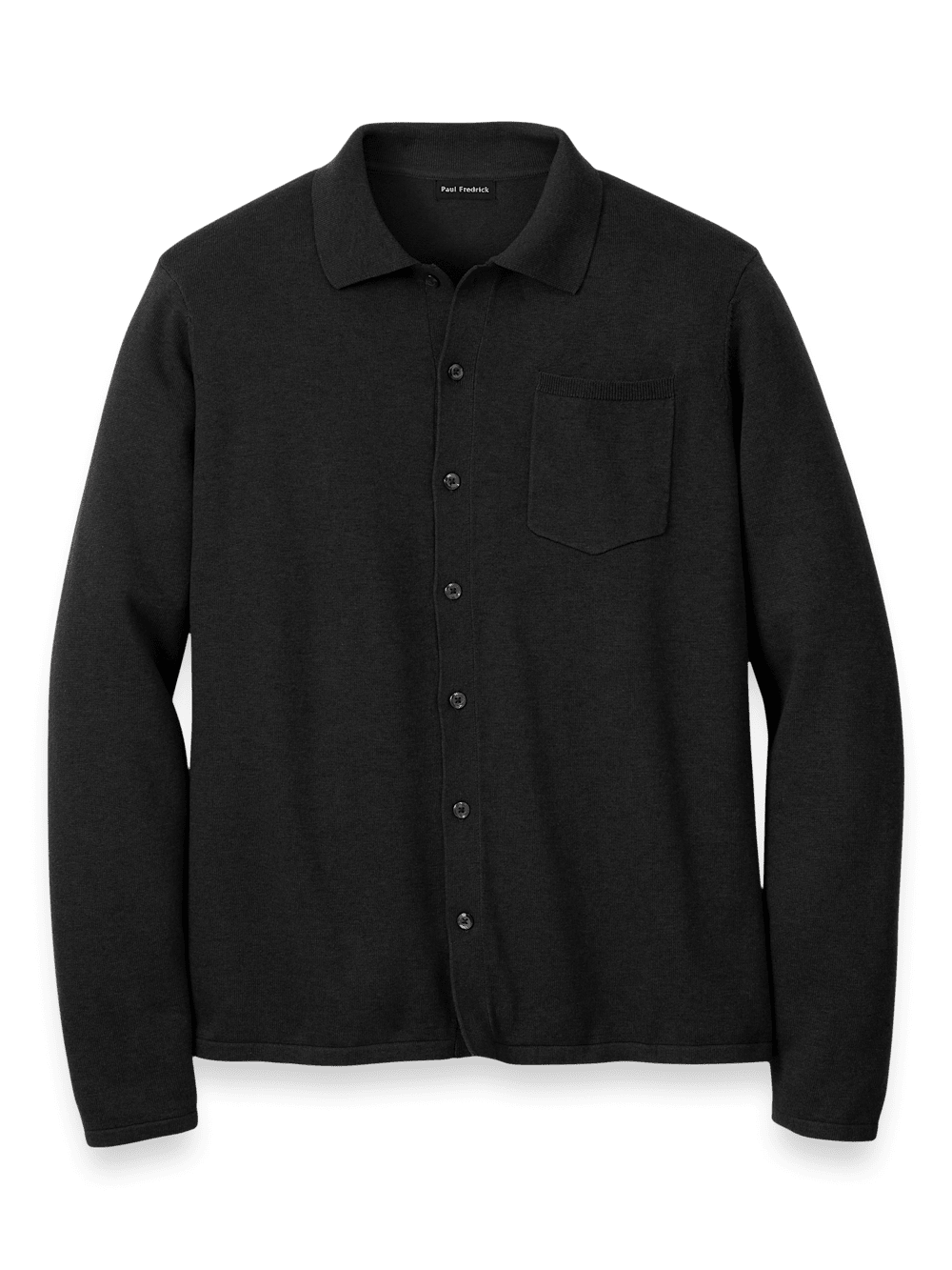 Supima Cotton Button Front Polo - Black – Paul Fredrick