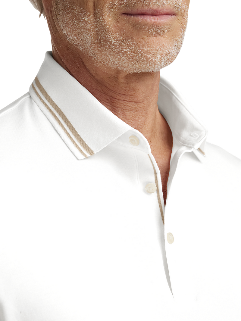 Cotton Three Button Polo - White – Paul Fredrick