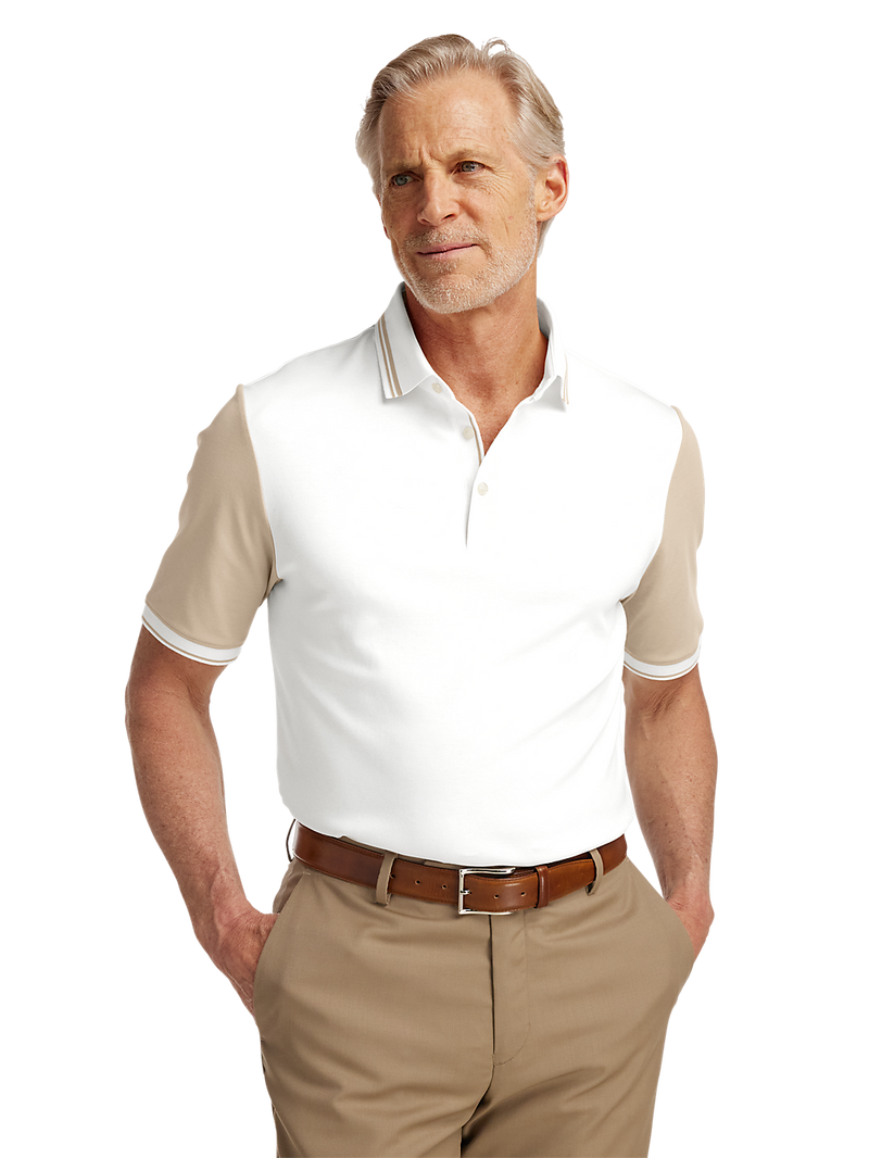 Cotton Three Button Polo - White – Paul Fredrick