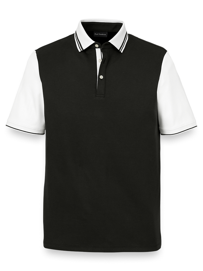 Cotton Three Button Polo - Black – Paul Fredrick
