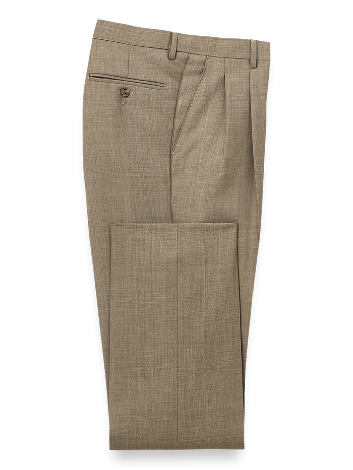 Wool Sharkskin Pleated Pants - Light Brown – Paul Fredrick
