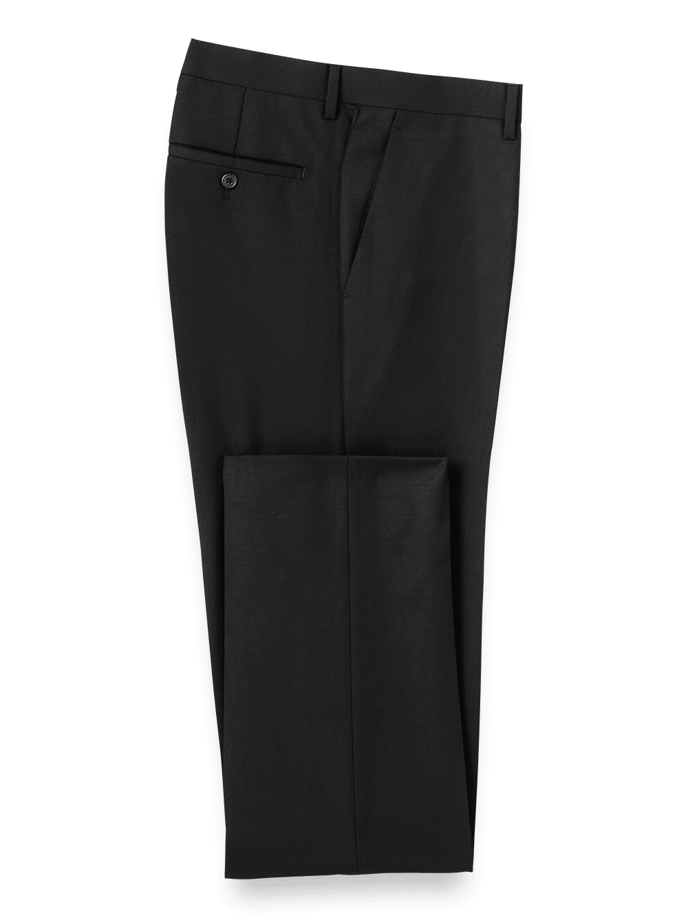 Wool Stretch Bengaline Flat Front Suit Pants - Black – Paul Fredrick