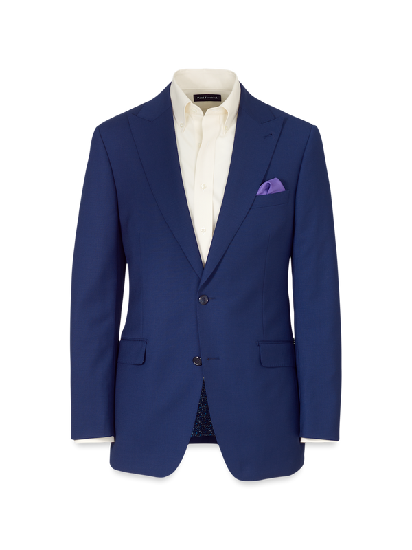 Wool Stretch Bengaline Peak Lapel Suit Jacket - Blue – Paul Fredrick
