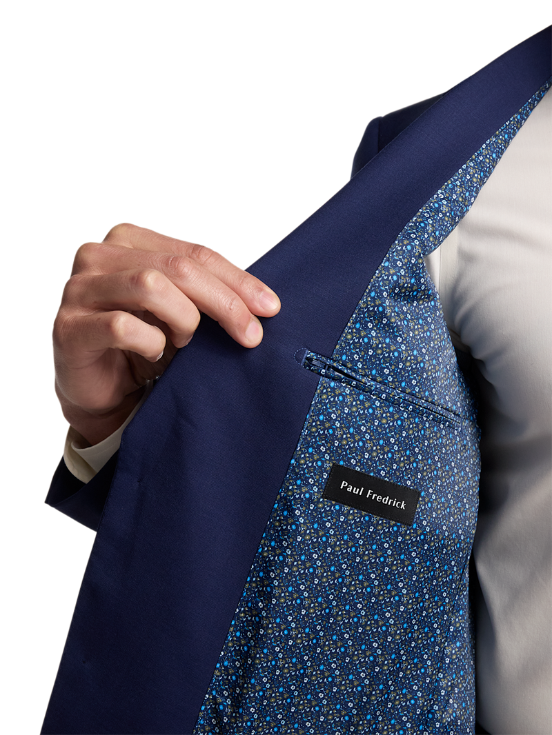 Wool Stretch Bengaline Peak Lapel Suit Jacket - Blue – Paul Fredrick