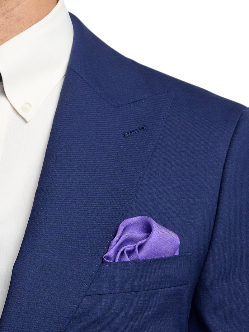 Wool Stretch Bengaline Peak Lapel Suit Jacket - Blue – Paul Fredrick