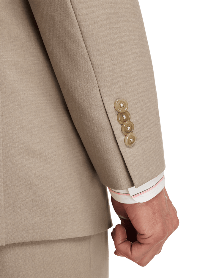 Wool Stretch Bengaline Peak Lapel Suit Jacket - Light Tan – Paul Fredrick