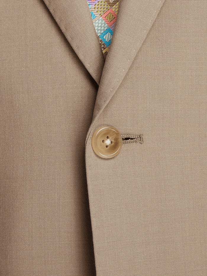 Wool Stretch Bengaline Peak Lapel Suit Jacket - Light Tan – Paul Fredrick
