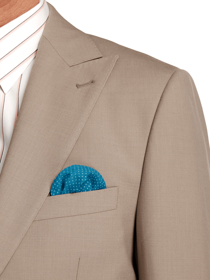 Wool Stretch Bengaline Peak Lapel Suit Jacket - Light Tan – Paul Fredrick